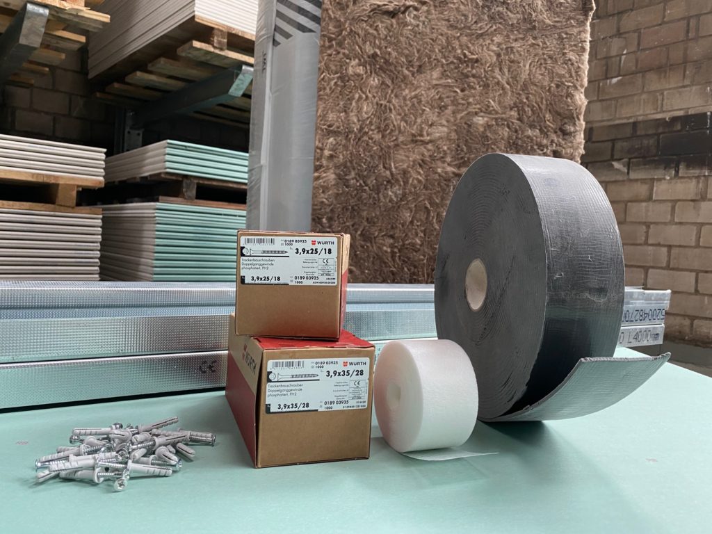 Materialpaket Montagewand CW75/125 beidseitig doppelt beplankt, RBi 12 ...